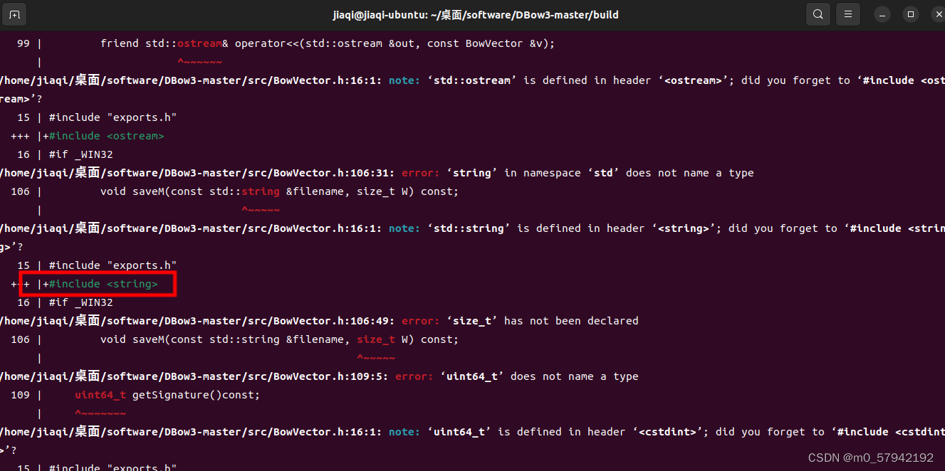 SLAMBook11章回环检测DBoW3库报错 error: ‘ostream’ in namespace ‘std’ does not name a type 99-CSDN博客