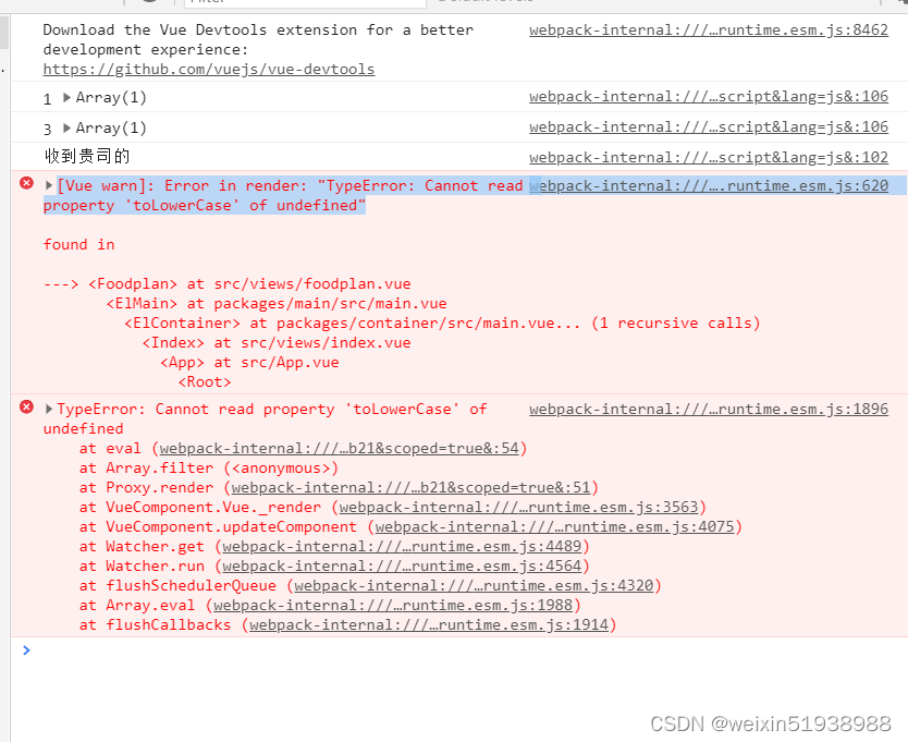 filter过滤器使用时出现webpack-internal:///./node_modules/vue/dist/vue.runtime.esm.js:620 [Vue warn ...