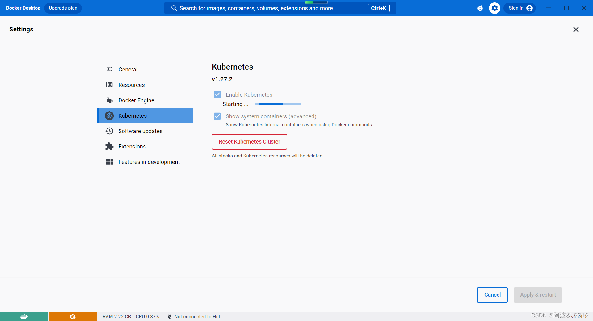 Docker Desktop 启用 Kubernetes 失败后处理 Docker Desktop Kubernetes Failed To Start Csdn博客