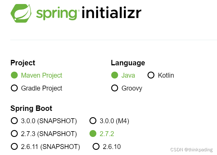 通过Spring Boot官网创建springboot工程模板，并运行试验_springboot官网-CSDN博客