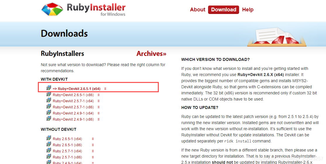 第一章：Ruby 安装 - Windows_rubyinstaller-2.6.5-1-x64-CSDN博客