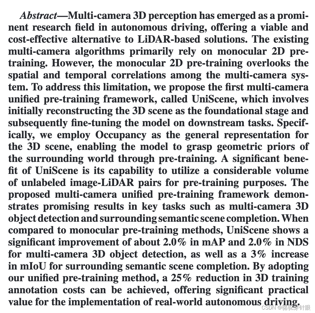 【论文阅读】Multi-Camera Unified Pre-Training via 3D Scene Reconstruction ...
