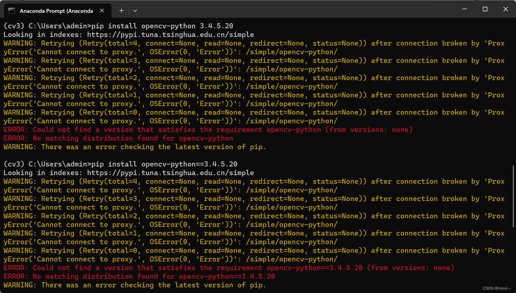 WARNING: Retrying (Retry(total=4, connect=None, read=None, redirect=None, status=None))_warning ...