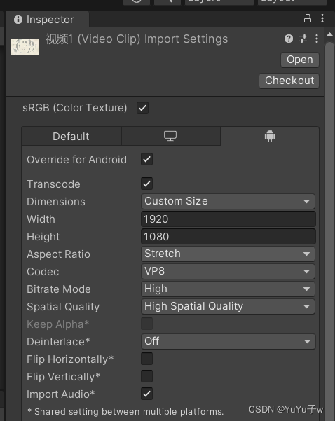 【unity安卓】Unity2021导出安卓项目视频无法播放（黑屏、只有声音）_unity 2021在android播放videoplay-CSDN博客
