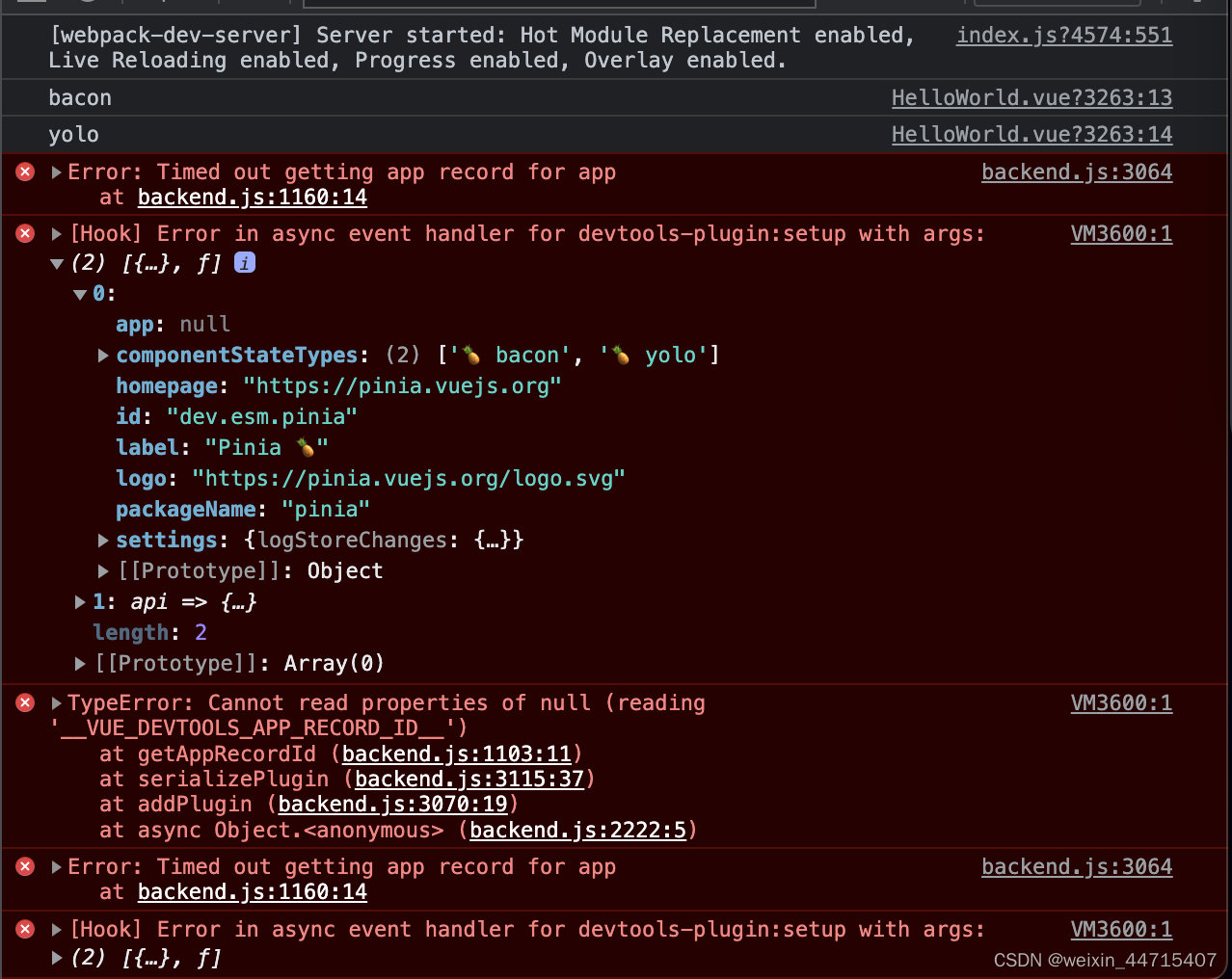 记在vue2中使用pinia会导致启用开发工具后报错的问题_javascript_weixin_44715407-魔乐社区