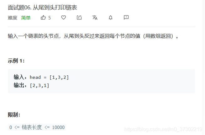 LeetCode-面试题06. 从尾到头打印链表_public int[] reverseprint(listnode head)-CSDN博客