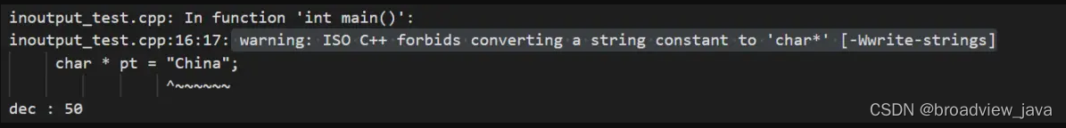 warning: ISO C++ forbids converting a string constant to ‘char*‘ [-Wwrite-strings]-CSDN博客