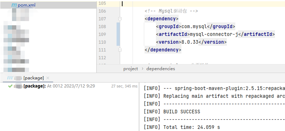 The artifact mysql:mysql-connector-java:jar:8.0.33 has been relocated to com.mysql:mysql ...