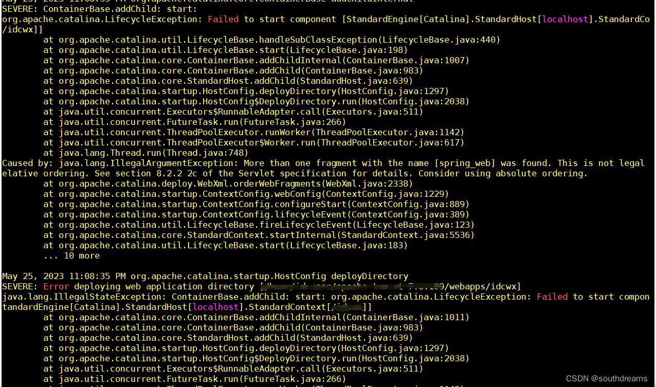 javalang.IllegalArqumentException: More than one fragment with the name [spring web] was found ...