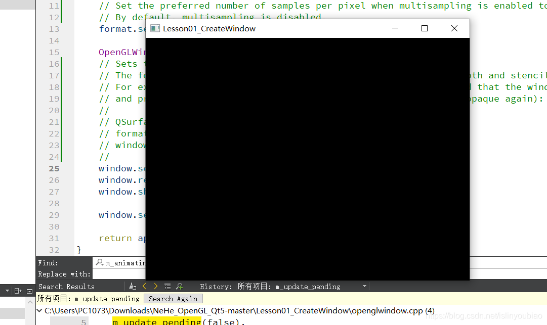 NeHe-OpenGL-Qt5-Lesson01-注释与学习-CreateWindow_set the preferred number of samples per pixel when ...