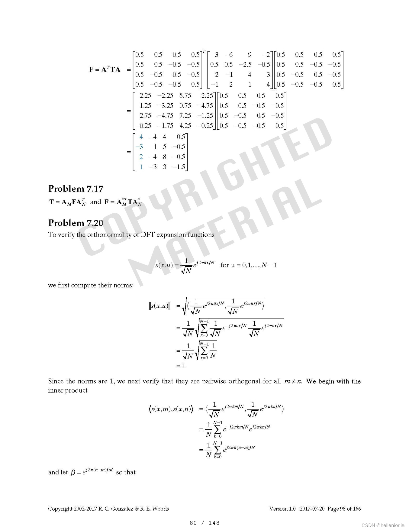 【数字图像处理第四版课后习题答案】第7章 小波变换和其他图像变换（含英文原版）_数字图像处理第七章习题-CSDN博客
