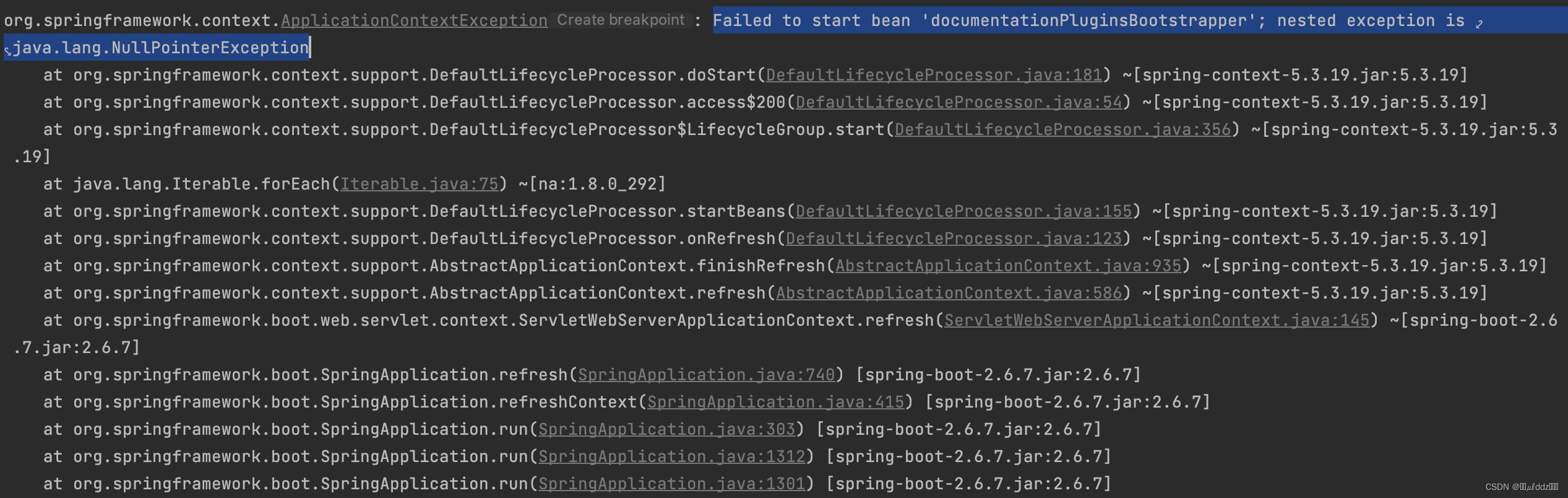 Springboot集成knife4j报异常 Failed to start bean ‘documentationPluginsBootstrapper‘；_knife4j failed ...