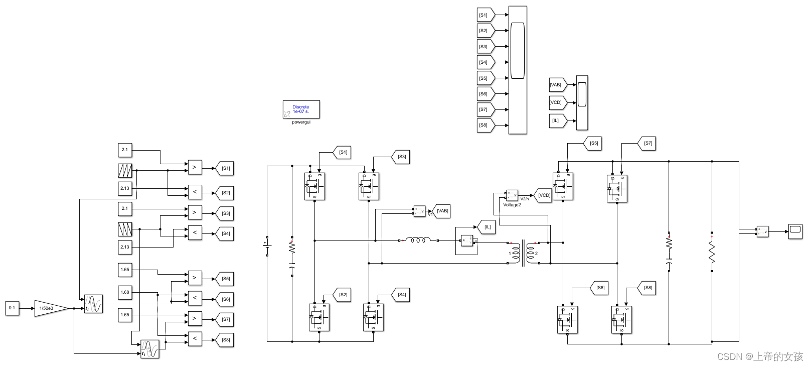 双有源桥（DAB）变换器的仿真练习——不对称调制（ADM）_dab变换器simulink仿真-CSDN博客