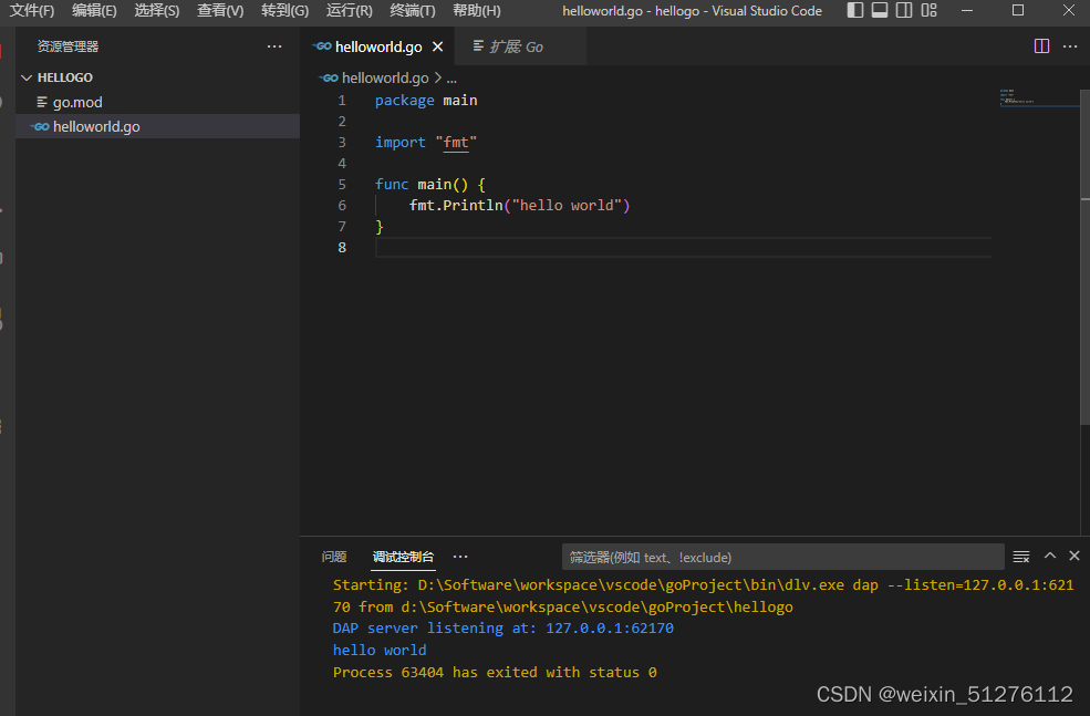 vscode中配置go语言-完成第一个“helloworld”项目-CSDN博客