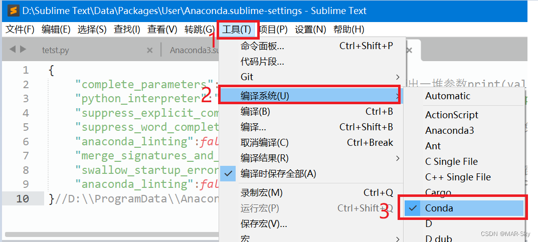 sublime text3安装和conda与anaconda中的虚拟环境连接_sublime conda-CSDN博客