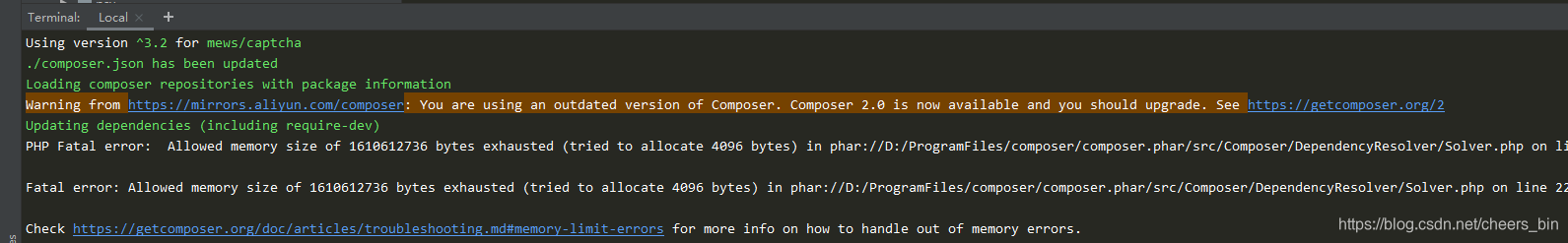 解决composer提示版本太旧You are using an outdated version of Composer. Composer 2.0 is now available and ...