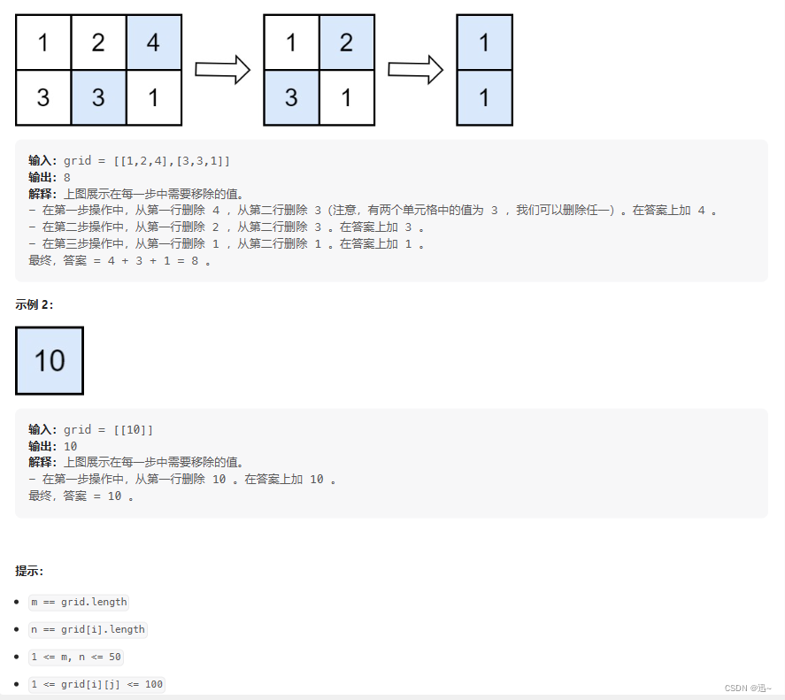 Leetcode·每日一题·2500 删除每行中的最大值·模拟leetcode 2500 Csdn博客 