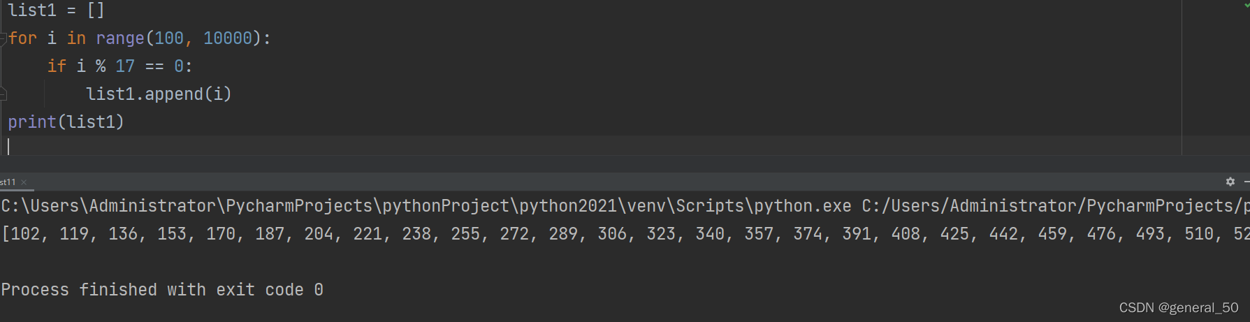 python 小练习1 （有多少三位数字能被17整除？将这些数字显示出来）_python1-50只有17和34能被17整除-CSDN博客