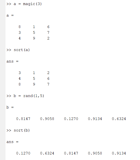 MATLAB中关于sort函数的默认排序_matlab sort默认-CSDN博客