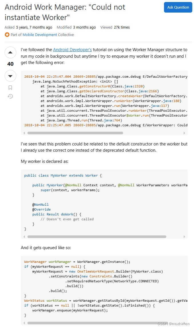 【Android】Work Manager: “Could not instantiate Worker“_cannot initialize workmanager in direct ...