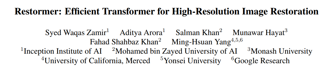 Restormer: Efficient Transformer for High-Resolution Image Restoration-CSDN博客