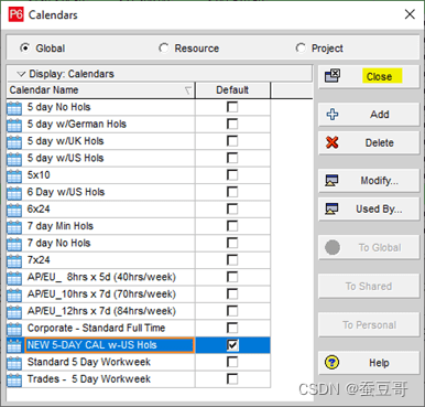 Primavera P6 Calendars 全局日历和项目日历Calendar_p6日历设置-CSDN博客