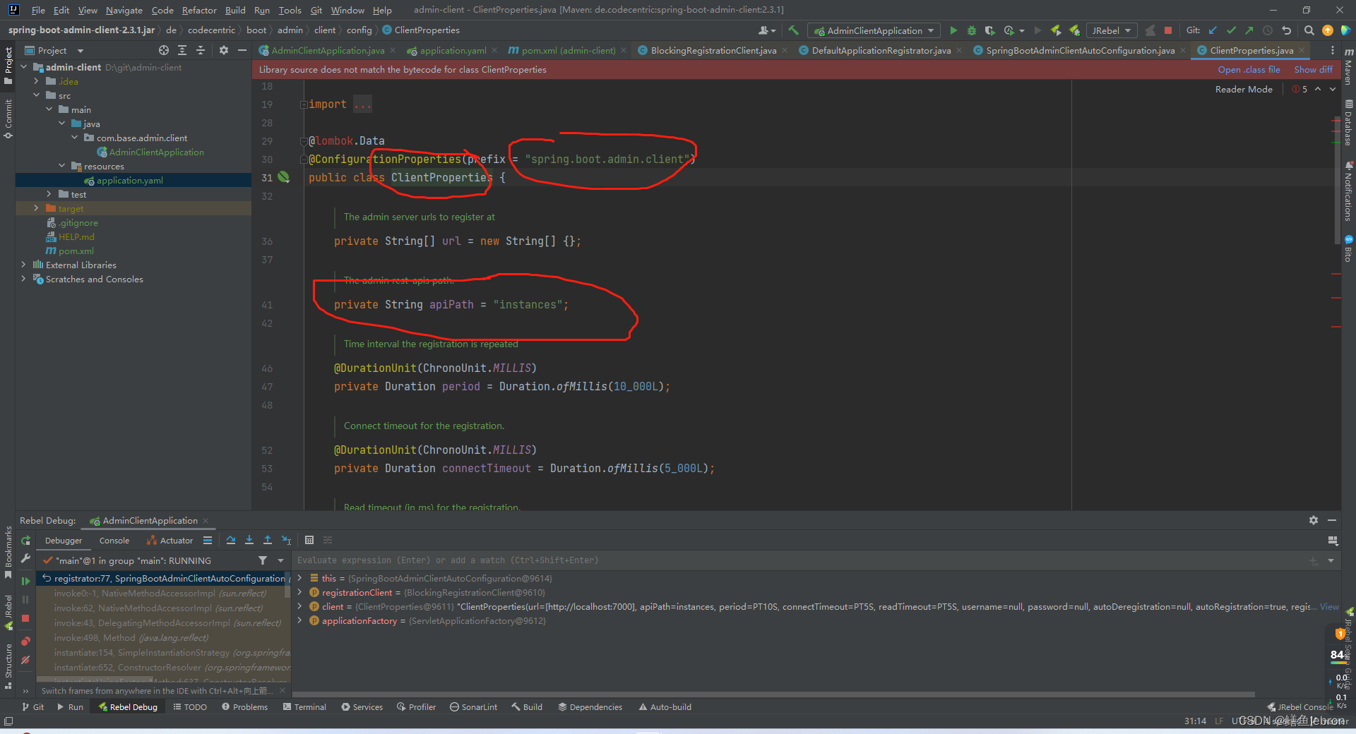 BS问题 spring boot admin 注册失败 405 Method Not Allowed:_failed to register application as ...