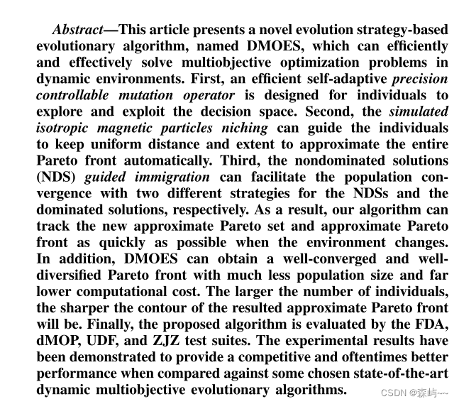 论文研读：Multiobjective Evolution Strategy for Dynamic Multiobjective Optimization（动态多目标优化的多目标进化策略 ...