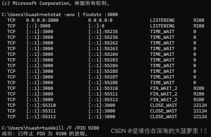 端口号localhost：3000被占用，怎么查找并取消被占用_3000端口被占用-CSDN博客