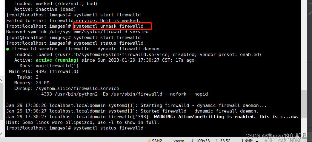 Linux报错 Failed to start firewalld.service: Unit is masked_unit voy-onboard-ntb-bridge.service is ...