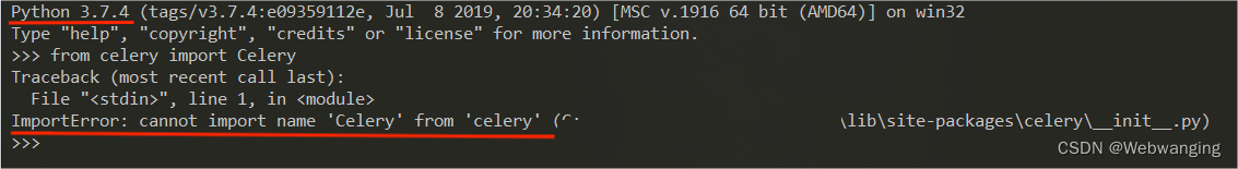 【ImportError:cannot import name ‘Celery‘ from ‘celery】celery报导入错误-由python版本不同造成_importerror ...