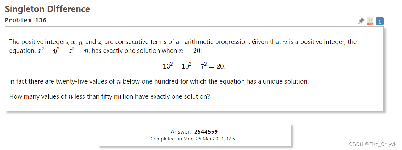 Project Euler_Problem 136_Singleton Difference-CSDN博客