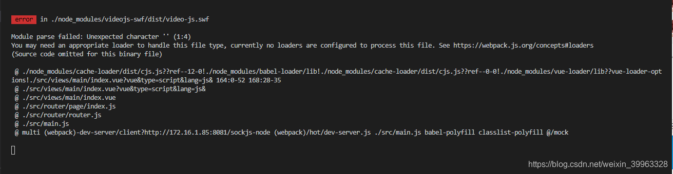 关于vue-cli2.9.6 使用vue-video-player,视频播放rtmp视频流error:in ./node_modules/videojs-swf/dist/video-js ...