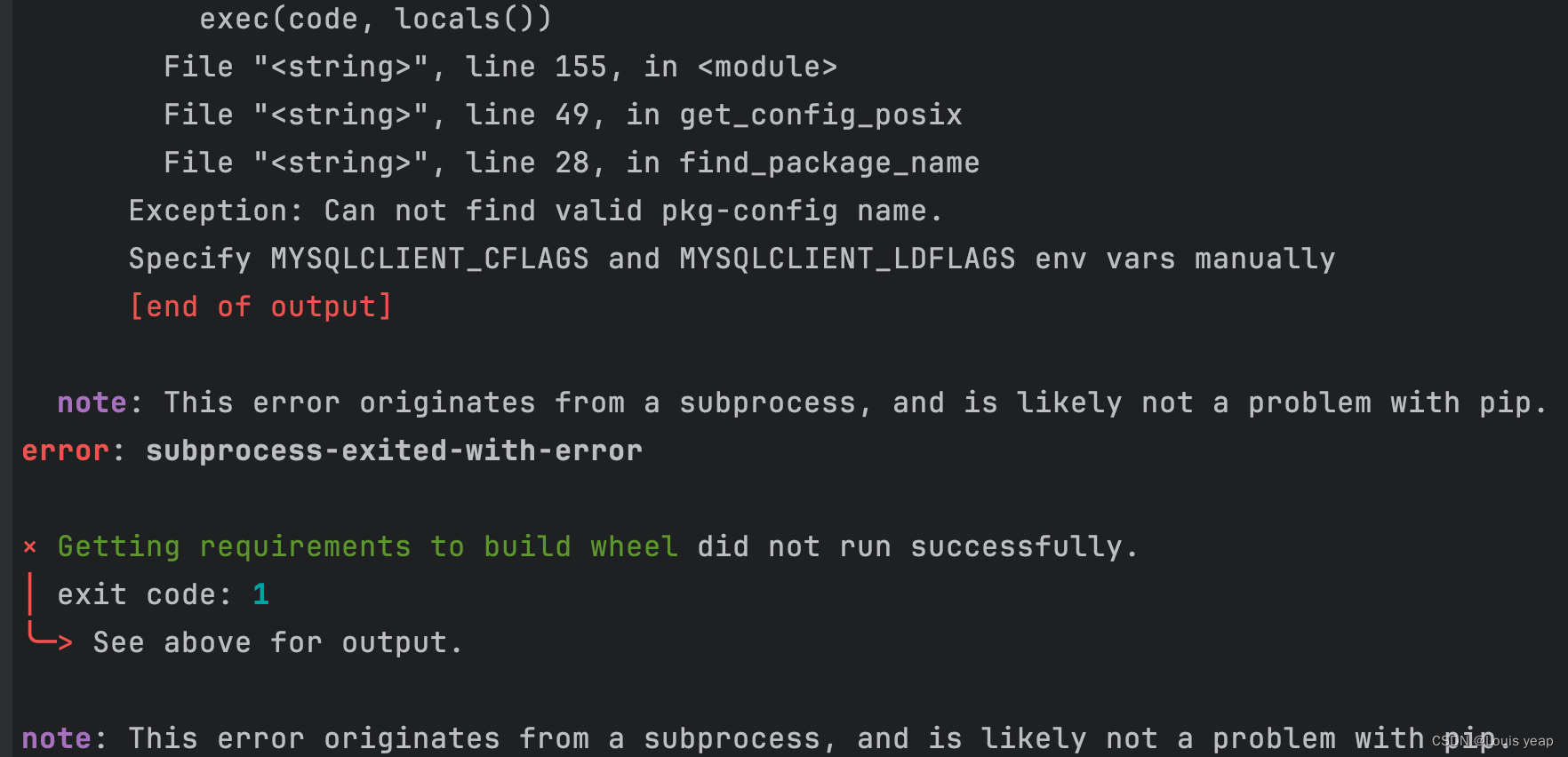 Django安装mysqlclient报错_trying pkg-config --exists mysqlclient command 'pk-CSDN博客