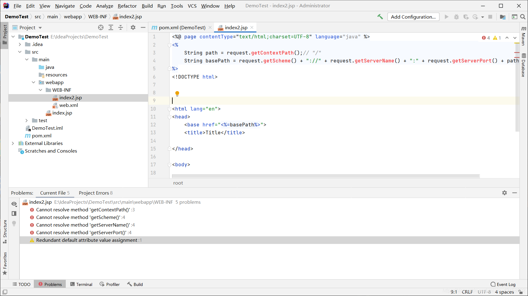 IDE的jsp中出现Cannot resolve method_cannot resolve method 'getservletconfig' in 'jspcl-CSDN博客