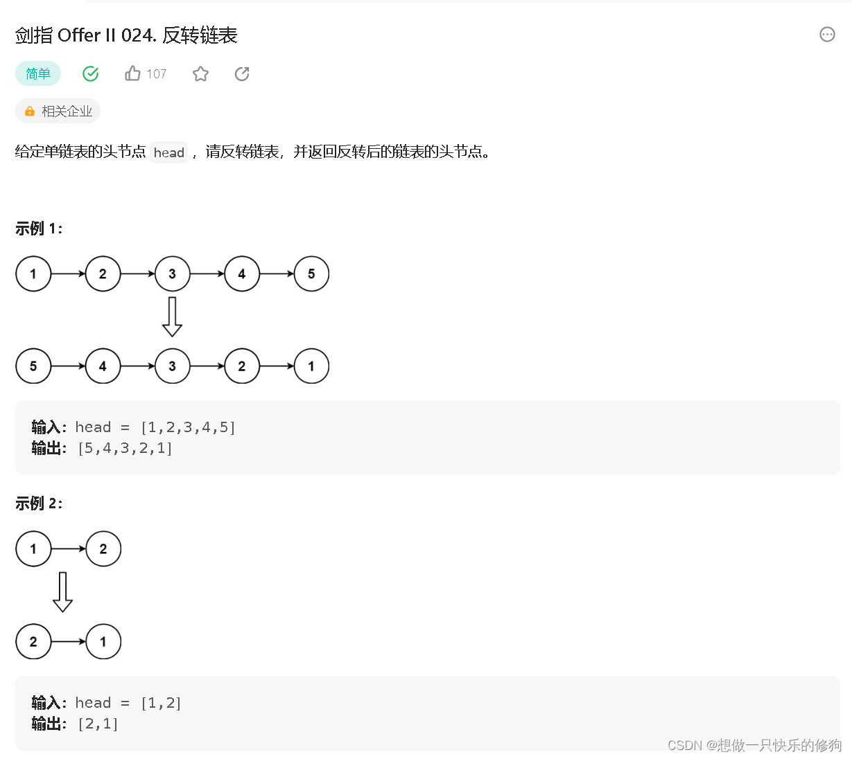 【leetcode】剑指 Offer Ii 024 反转链表(js实现)剑指offer 反转链表 Js Csdn博客