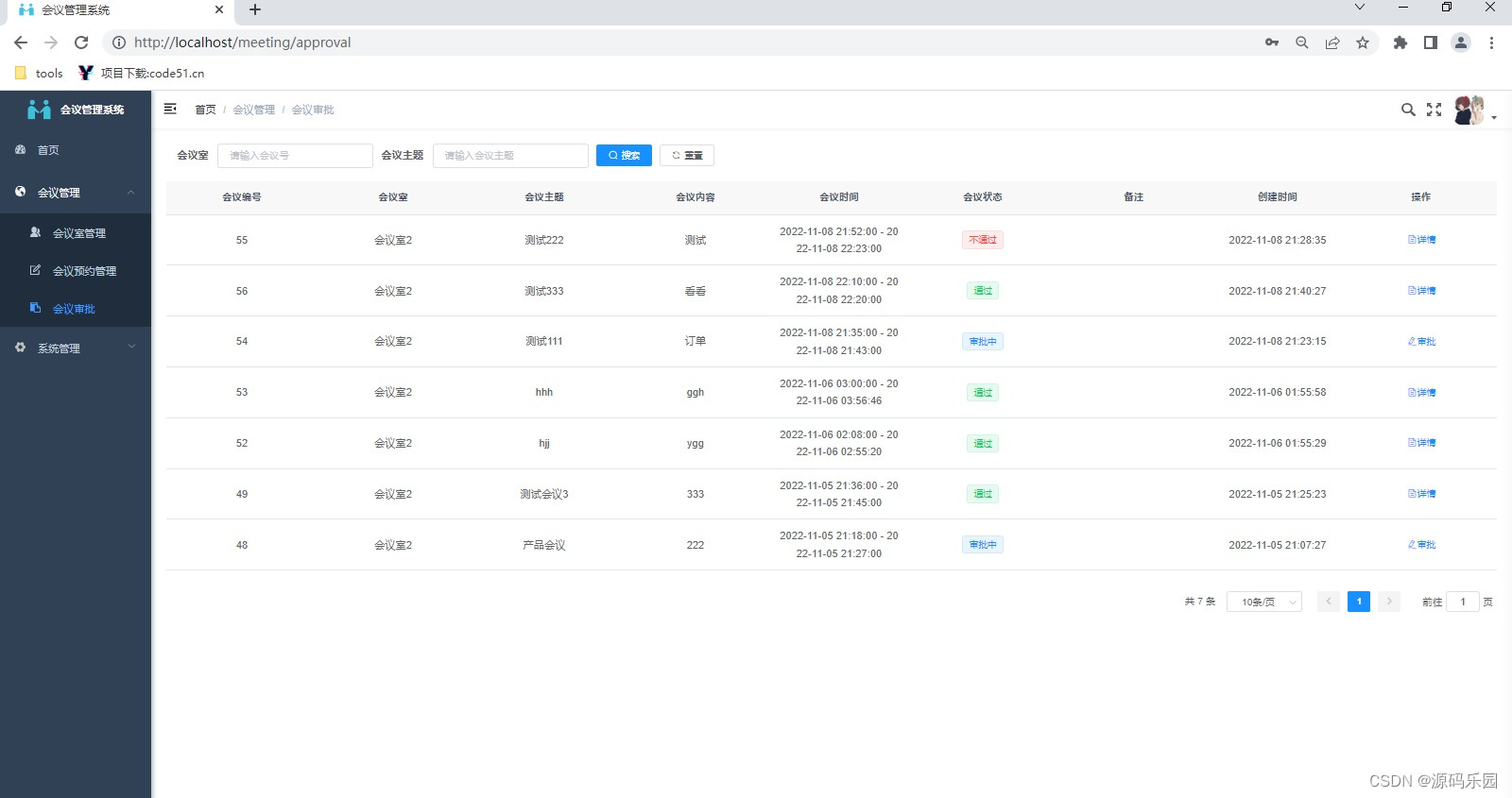 基于SSM+SpringBoot+MySQL+Vue前后端分离的会议室预约管理系统_vue 预约会议-CSDN博客
