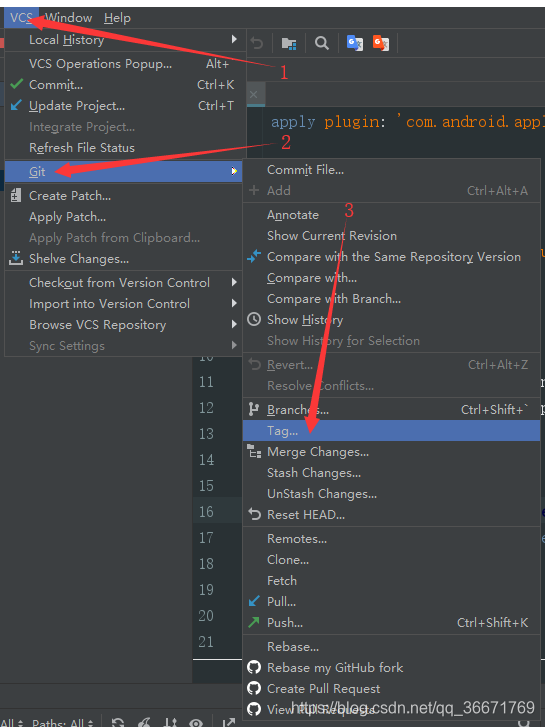 Android Studio Git创建及推送标签（Tag），项目版本升级进行标记_android studio push tag-CSDN博客