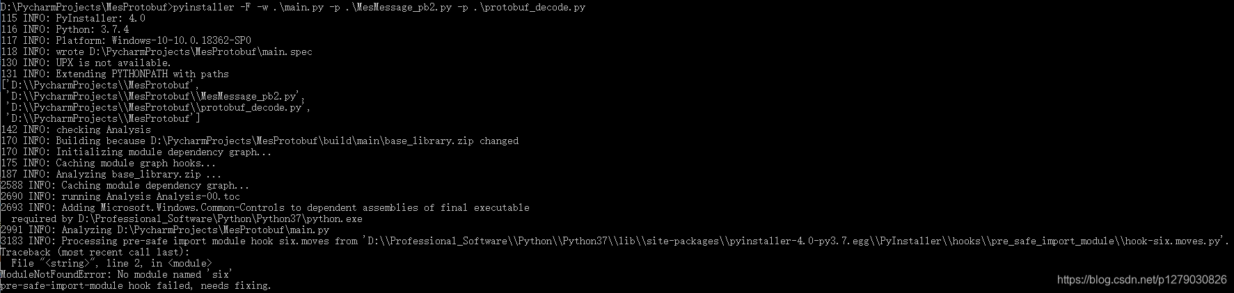 【Python】PyInstaller报错ModuleNotFoundError: No module named ‘six‘ 问题解决_modulenotfounderror: no ...