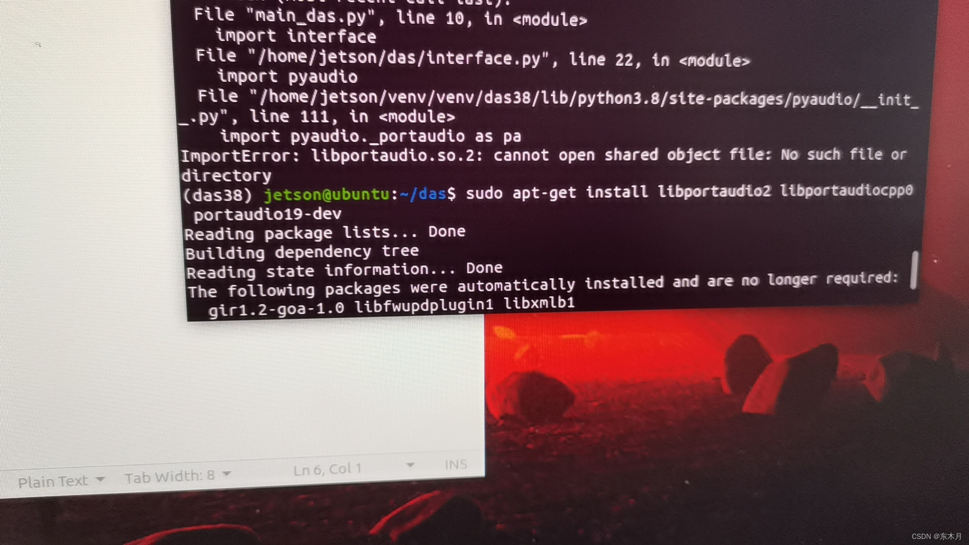 libportaudio.so.2: cannot open shared object file: No such file or directory_importerror ...