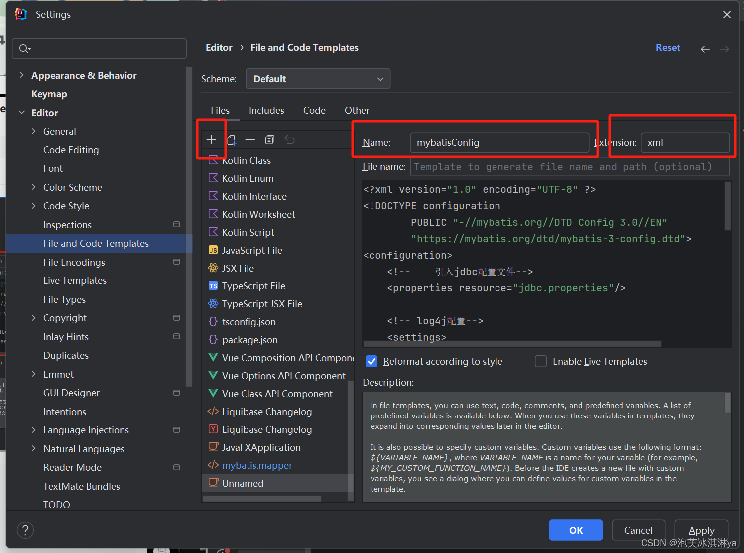 【固定格式代码】idea设置mybatisConfig、myMapper、myServlet、mySpringConfig模板_idea 添加mapper约束格式-CSDN博客