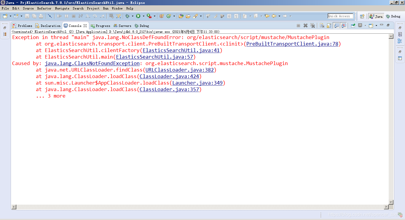 java.lang.NoClassDefFoundError: org/elasticsearch/script/mustache/MustachePlugin_java.lang ...