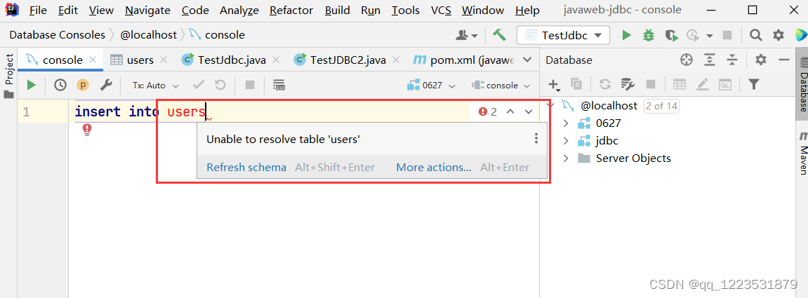 JDBC 表名报错 Unable to resolve table ‘xxx‘_unable to resolve bundle revision jdbc 42 because -CSDN博客