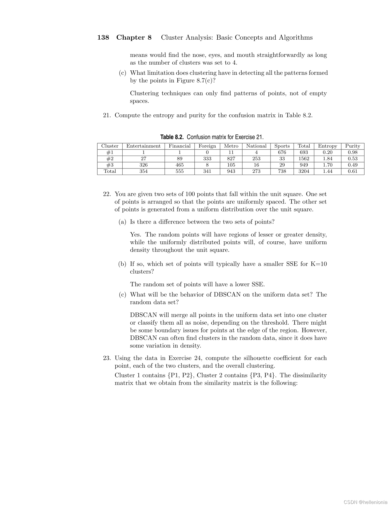 【数据挖掘导论课后习题答案】第8章 Cluster Analysis Basic Concepts And Algorithms(含英文原版)数据挖掘导论第八章课后答案 Csdn博客
