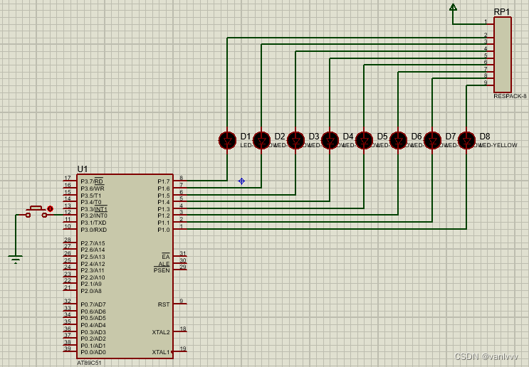 AT89C51单片机用按钮控制8个LED亮灭_一个按键控制8个发光二极管灭灯-CSDN博客