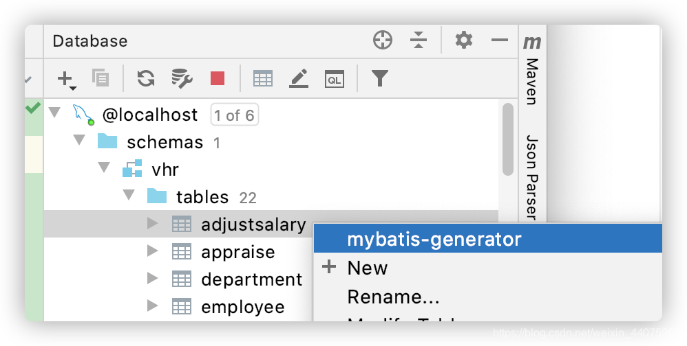 IDEA Mybatis-generator插件配合database实现逆向工程_idea database mybatis-generator-CSDN博客
