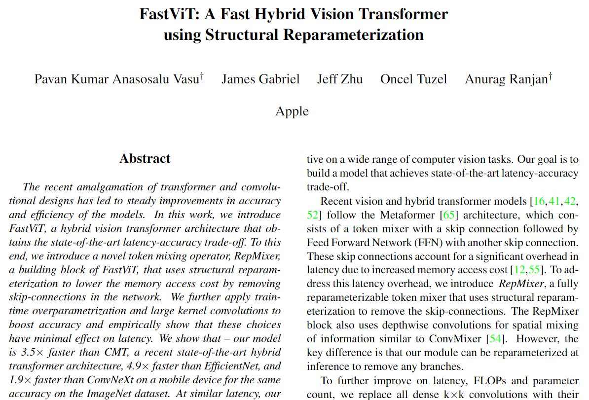 苹果开源 FastViT：快速卷积 Transformer 的混合视觉架构_fastvit原理-CSDN博客