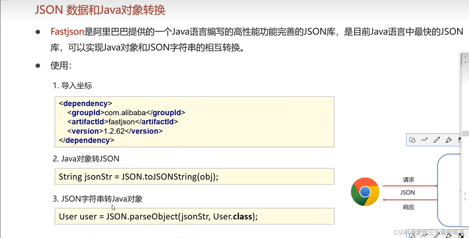 前后端数据交换，JSON基础语法和JSON数据和Java对象转换，最快的对象转换，JSON{““}字符串如何写User{id=1,username=‘zhangsan‘,password ...