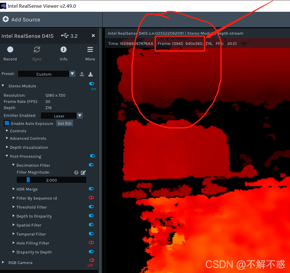 Realsense Viewer 显示的深度图的分辨率和实际值不一致_realsense viewer显示两个-CSDN博客
