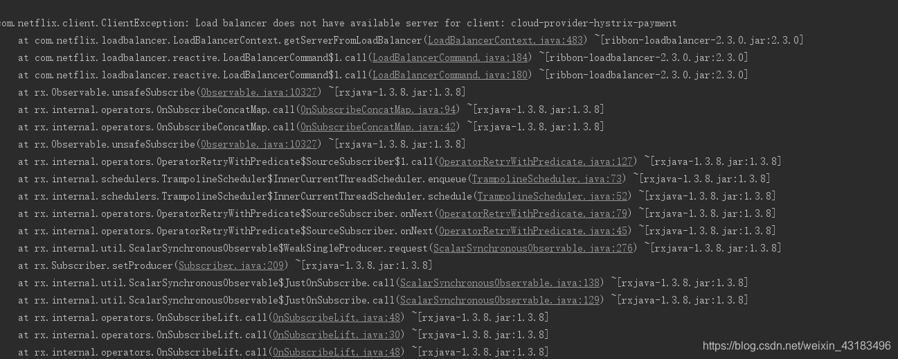 com.netflix.client.ClientException: Load balancer does not have available server for clien-CSDN博客